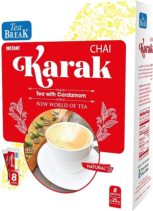 Misr Café Instant Karak Chai Tea with Creamer, Sugar and cardomom, 8 x ...